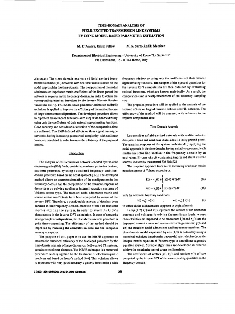 Time-domain Analysis of Field-excited Transmission Line Systems by ... Time-domain Analysis of Field-excited Transmission Line Systems by ...