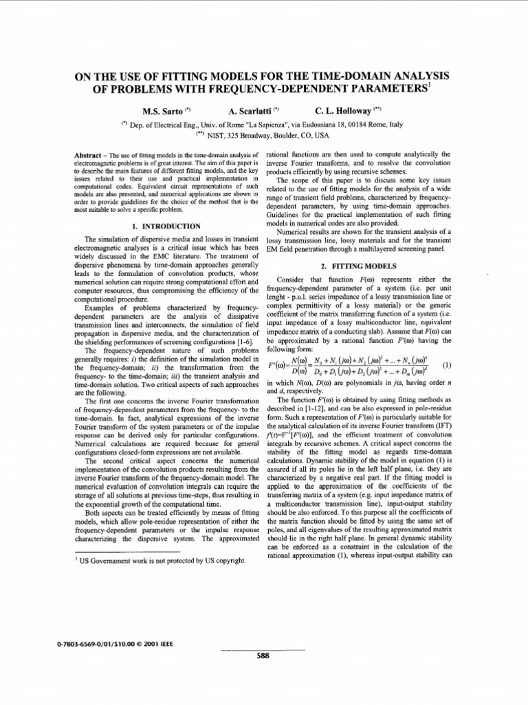 On The Use of Fitting Models For The Time-Domain Analysis of Problems With Frequency-Dependent ...