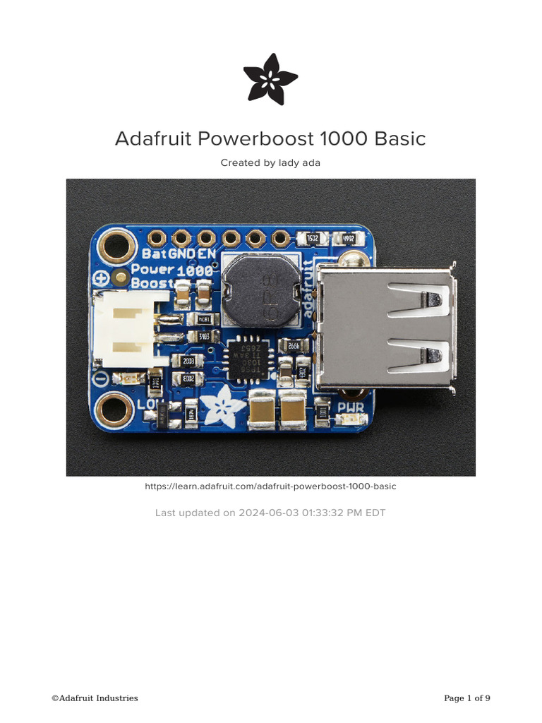 Adafruit Powerboost 1000 Basic | PDF