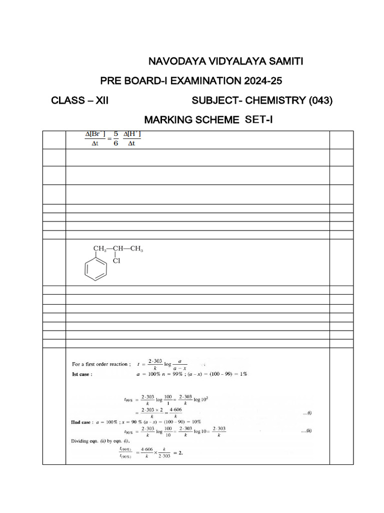 Class XII Chemistry MS Set-1 | PDF | Methyl Group | Ethanol