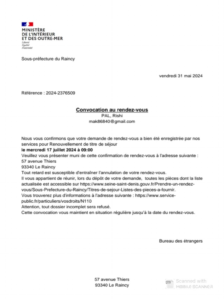 Convocation-Renouvellement de Titre de Séjour-2024-07 ...