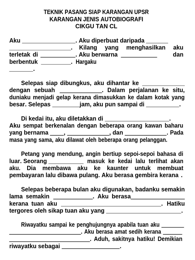 Teknik Pasang Siap Karangan Upsr | PDF