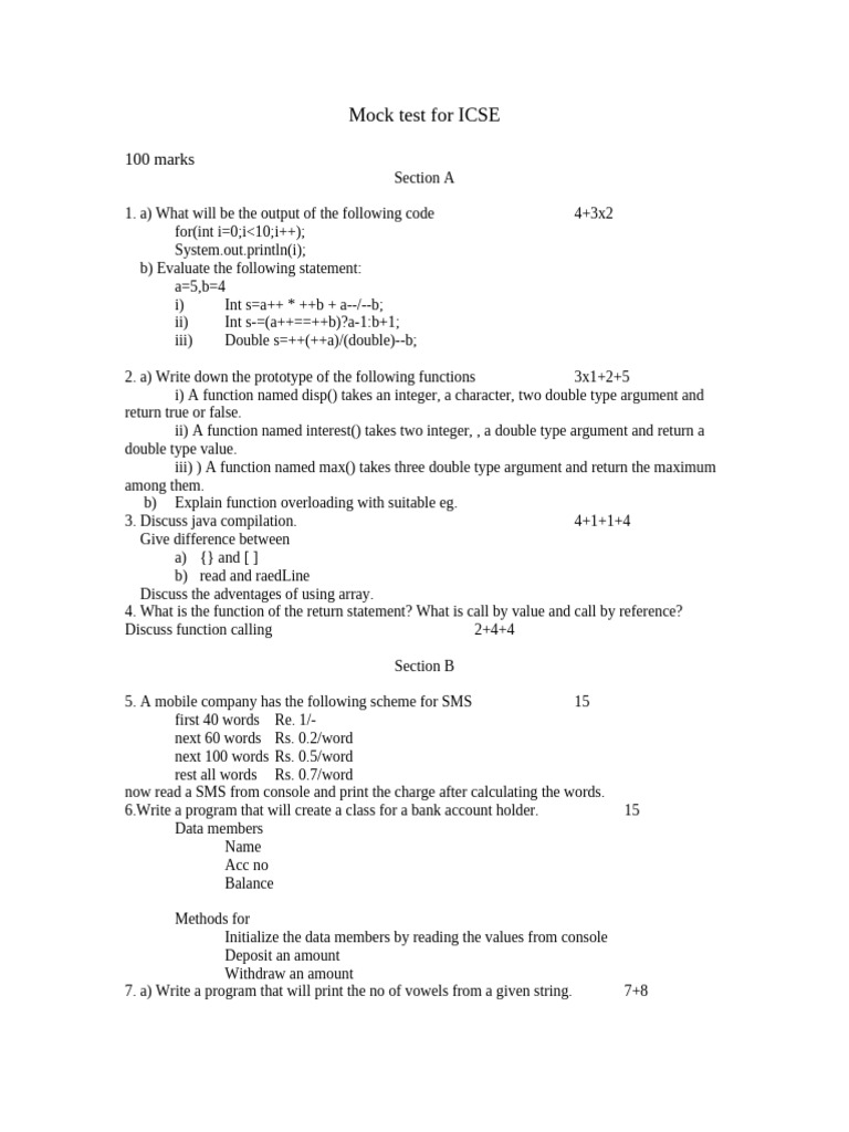 Icse Set 6 | PDF | Software Engineering | Computer Programming