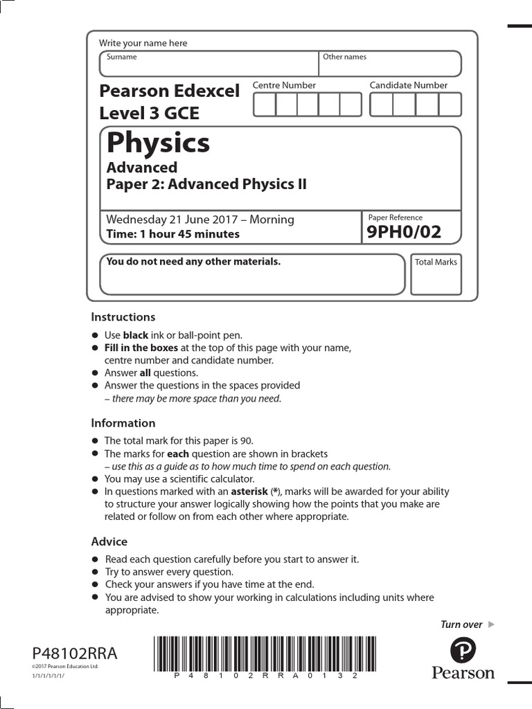 June 2017 QP - Paper 2 Edexcel Physics a-level | PDF | Atomic Nucleus ...