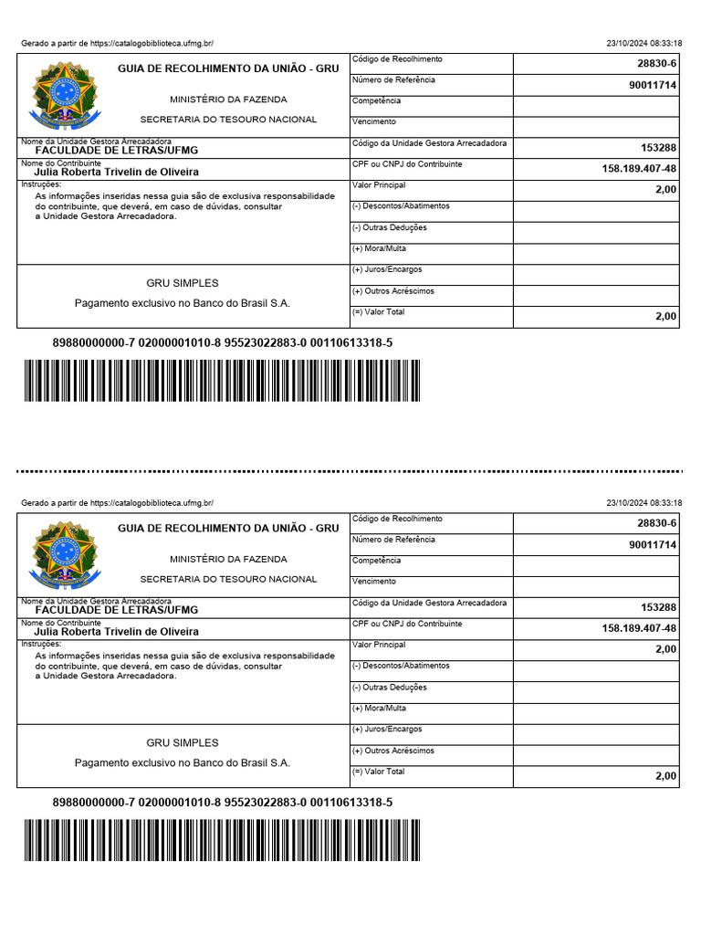 Boleto Gru (3) | PDF