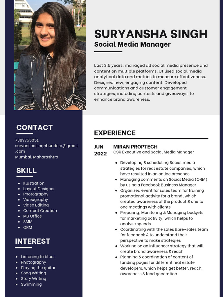 SMM Suryansha Singh Resume | PDF | Social Media | Popular Culture ...