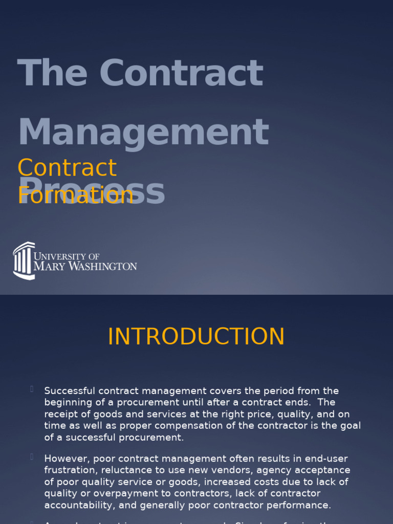 The Contract Management Process Contract Formation | PDF | Specification (Technical Standard) | Risk