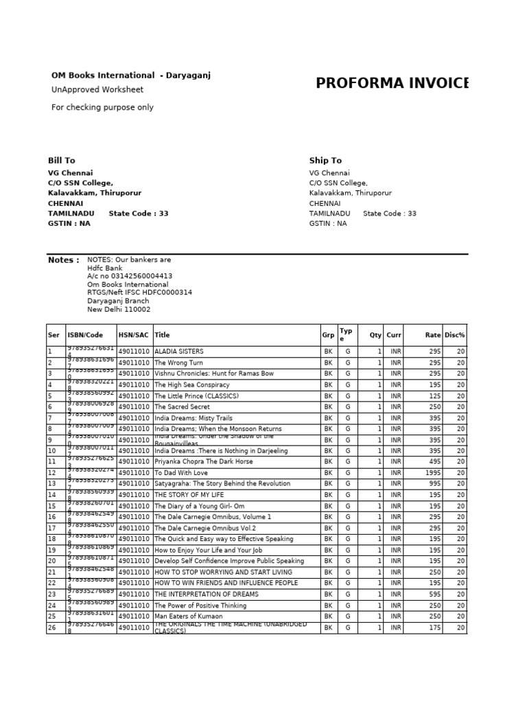 Proforma Invoice | PDF | Fable