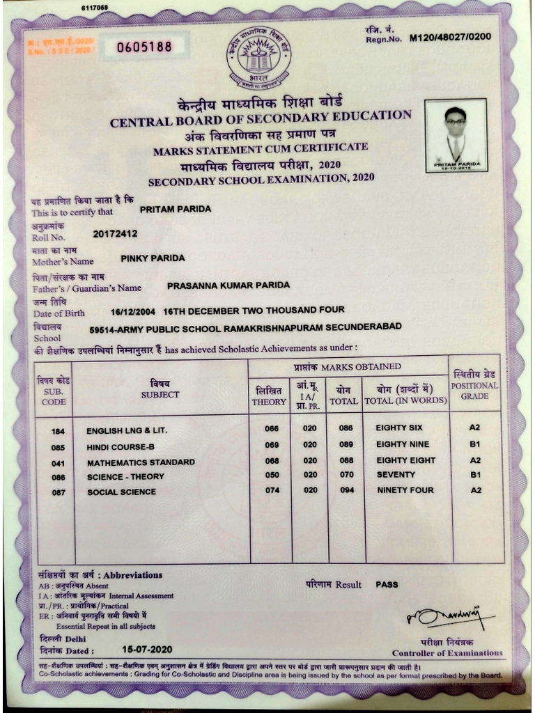 10th Class Certificate | PDF