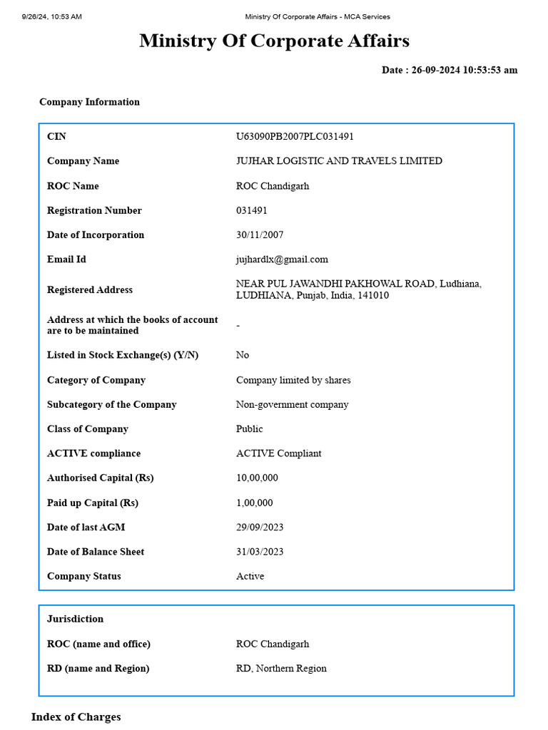 Master Data - Jujhar Logistic | PDF