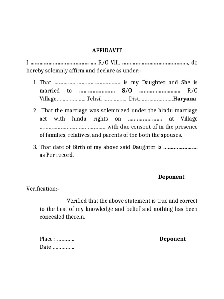 Affidavit of Marriage Confirmation | PDF