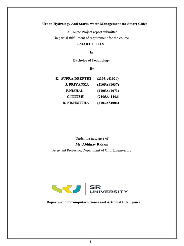 SMART CITIES PROJECT REPORT | PDF | Stormwater | Flood