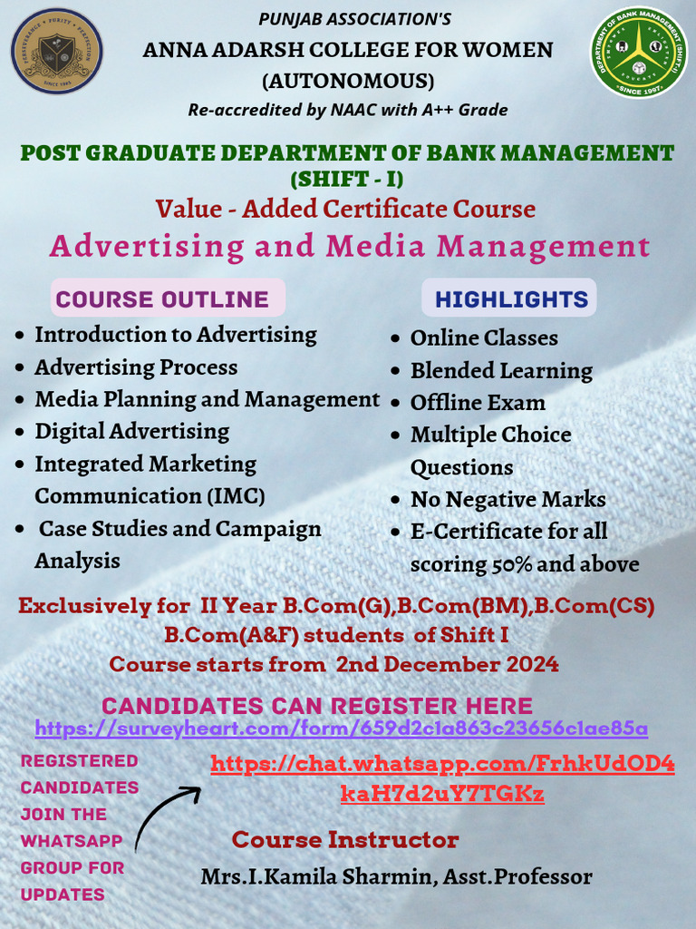 Add On Certificate Course - Amm - Brochure | PDF
