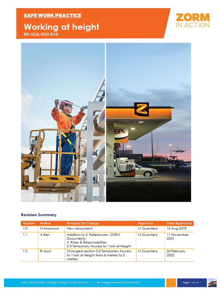 Safe Work Practice for Heights Compliance | PDF | Forklift | Scaffolding
