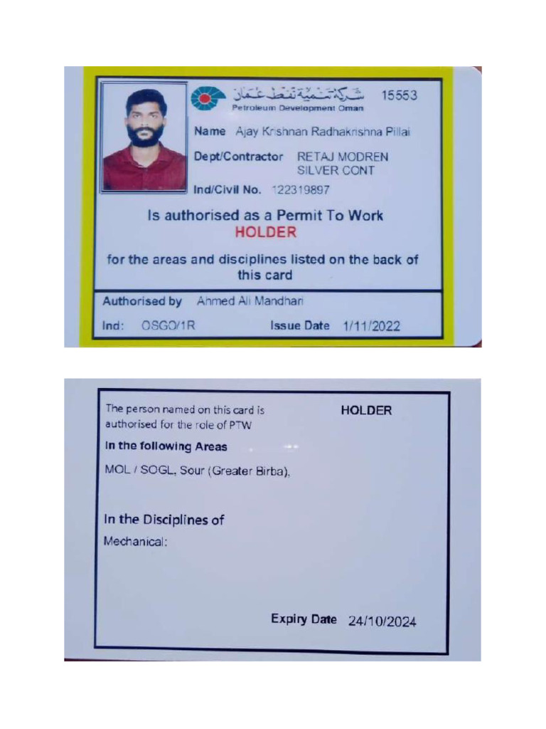 Ajay Pillai - Mech Permit Holder | PDF