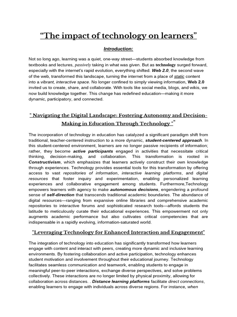 Technology's Impact on Modern Learning | PDF | Learning | Web 2.0