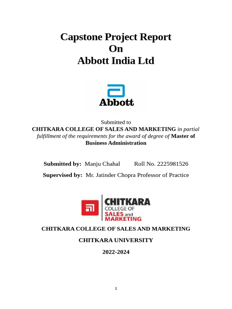 Capstone Project Report Manju | PDF | Abbott Laboratories | Corporate ...