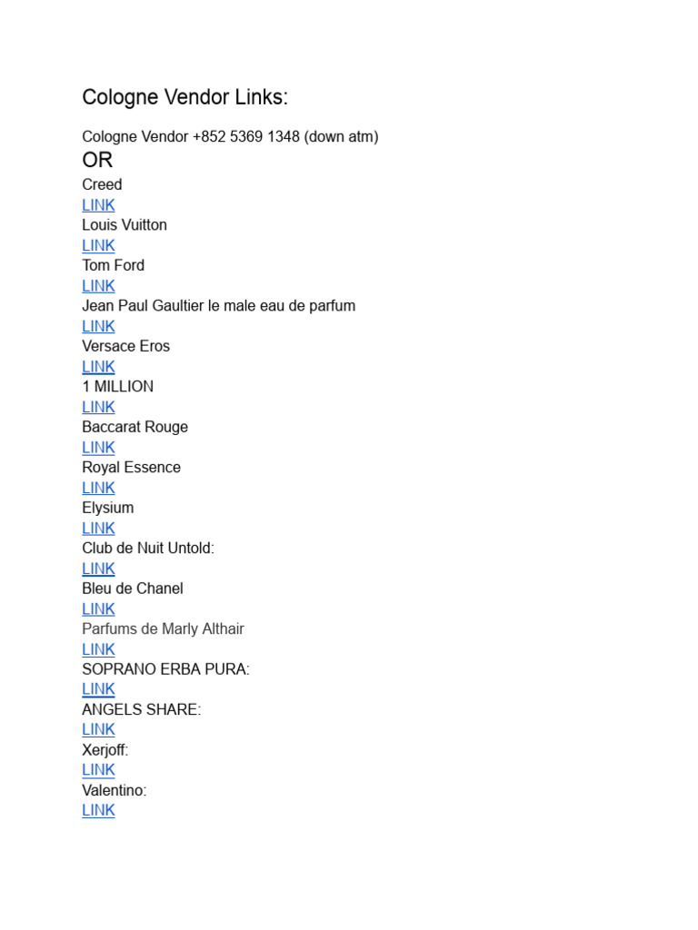 Cologne Vendor Links - (2) 2 | PDF