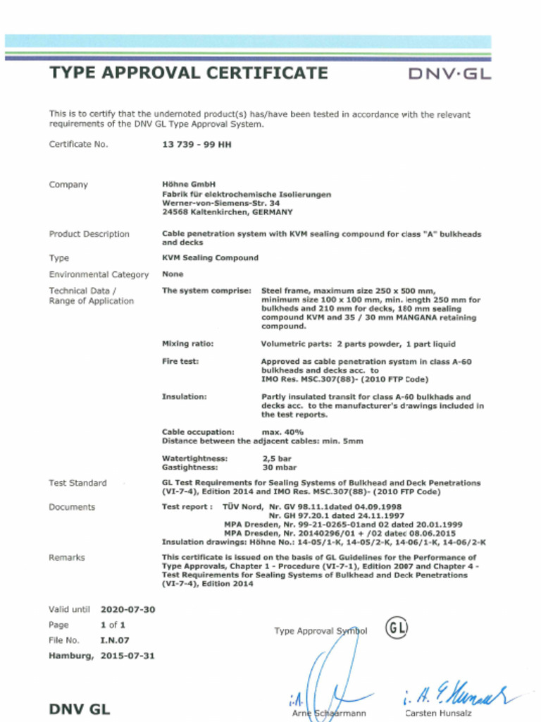 KVM DNV Certificate | PDF