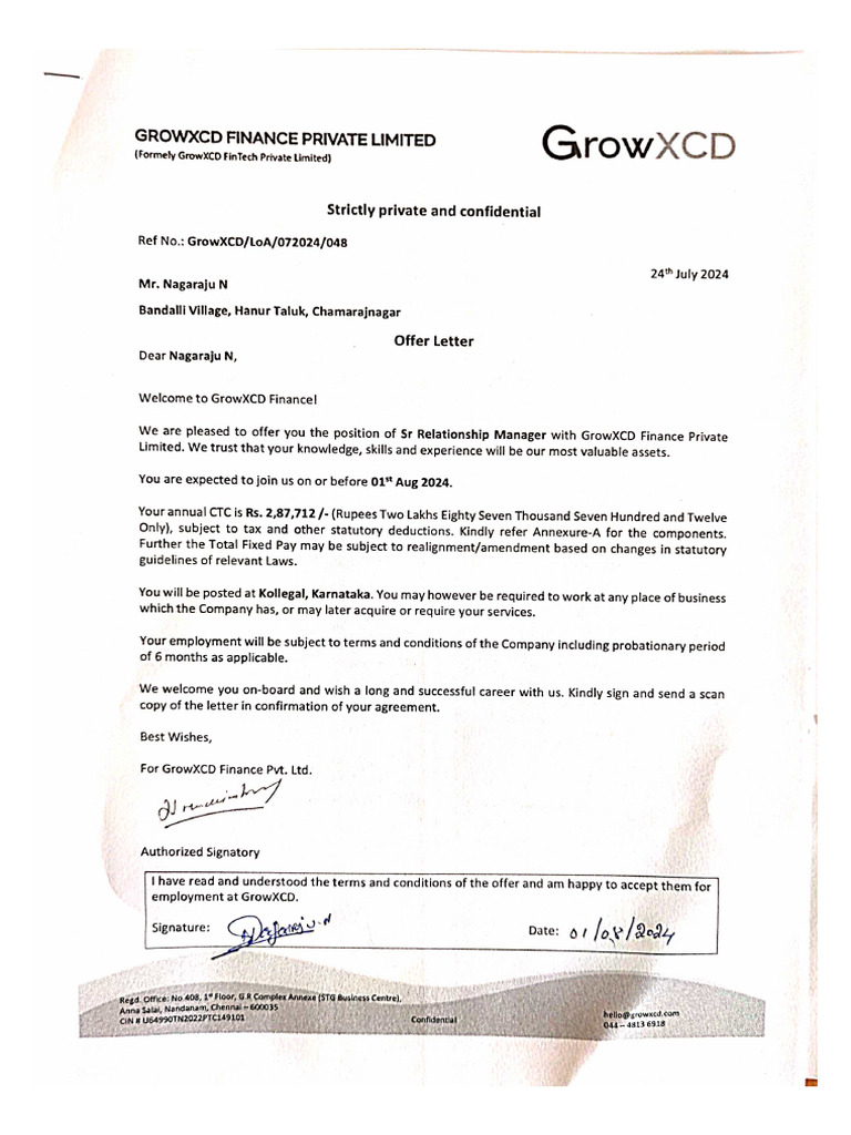 Growxcd Officer Letter KLG | PDF