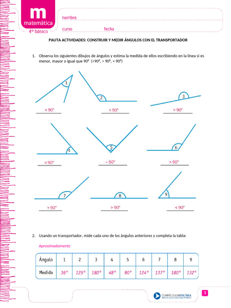 Construir Angulos Con Transportador | PDF