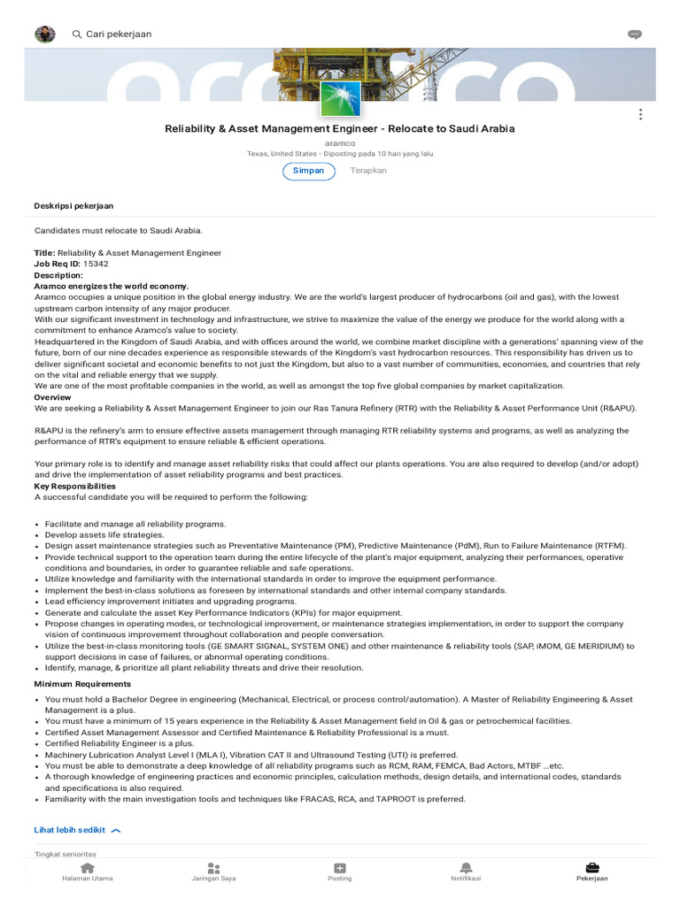 Reliability & Asset Management Engineer Job | PDF | Reliability ...