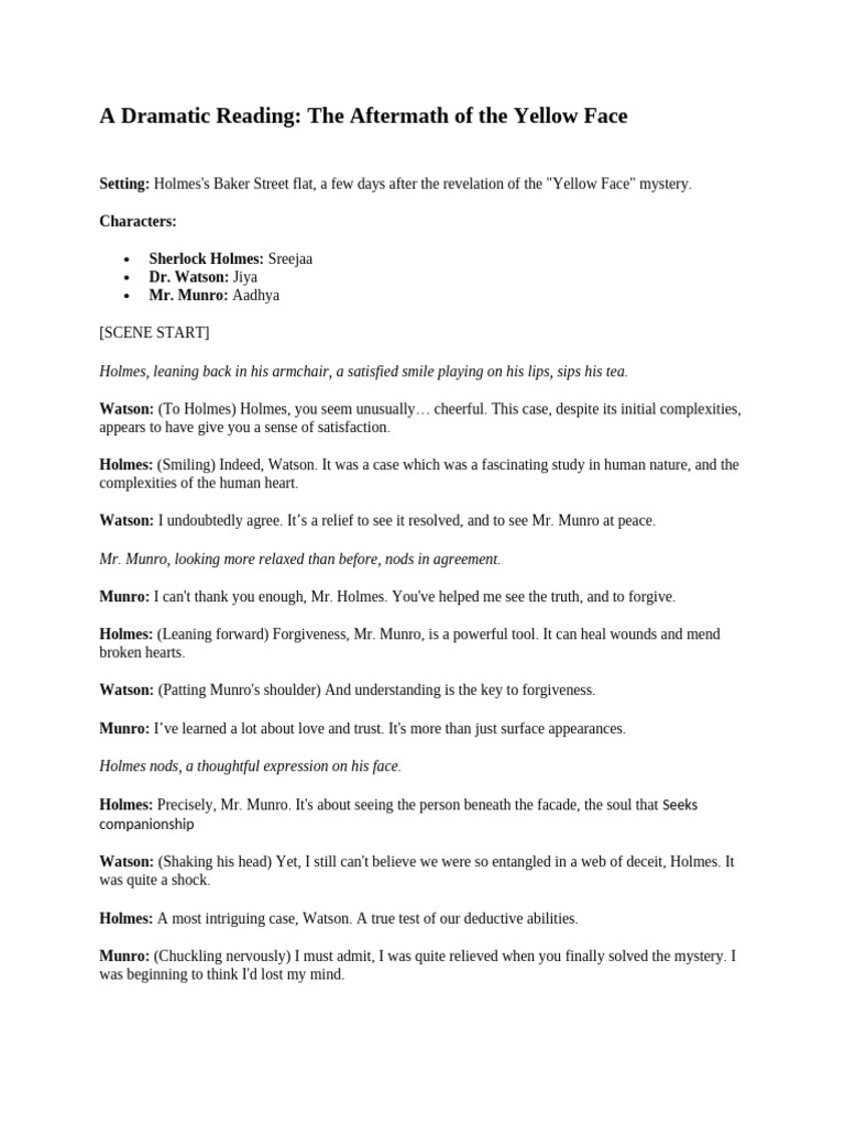 The Yellow Face Sequel Script | PDF | Sherlock Holmes | Dr. Watson