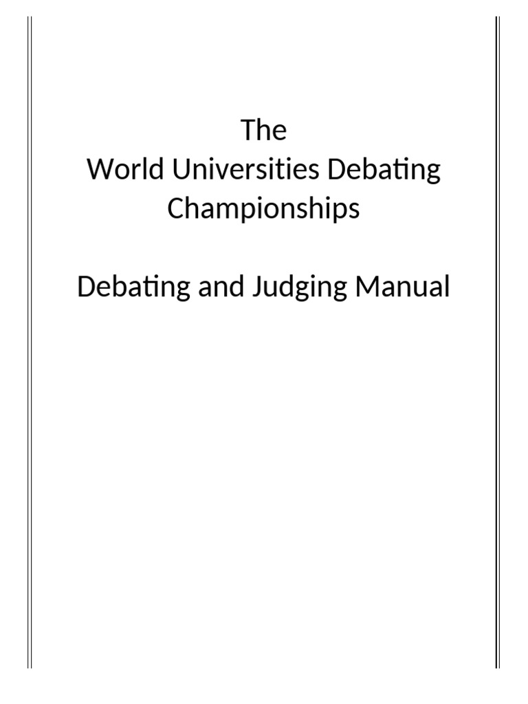 WUDC Rulebook | PDF | Argument | Reason