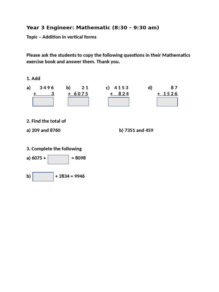 Year 3 Engineer - Math 5.5.2023 | PDF