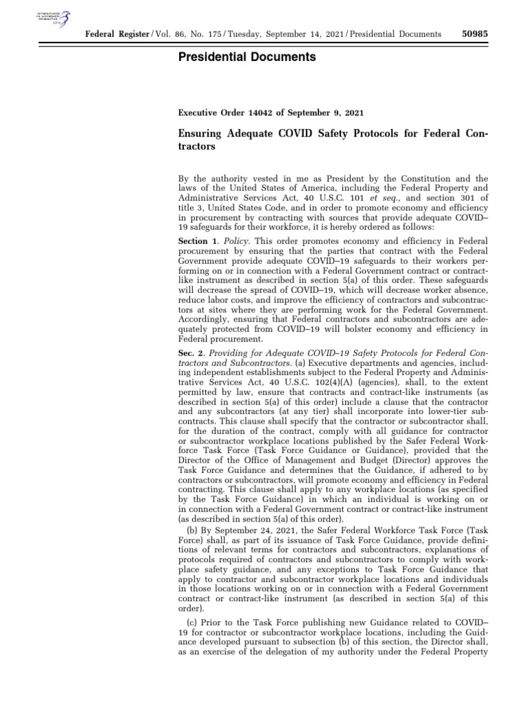 COVID Safety Protocols for Federal Contractors | PDF | Common Law ...