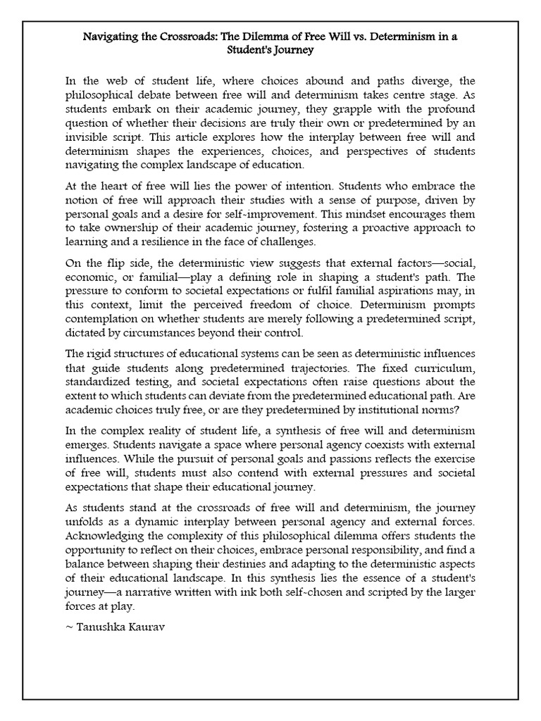 Free Will vs. Determinism Sample | PDF | Free Will | Determinism