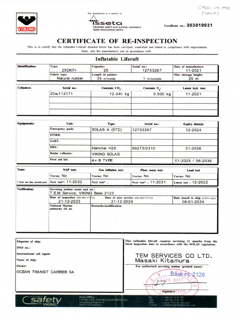 7. LIFERAFT STBD 25P(DAVIT) | PDF
