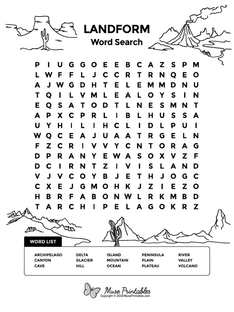 Y1 - (C9) Landforms Word Search | PDF