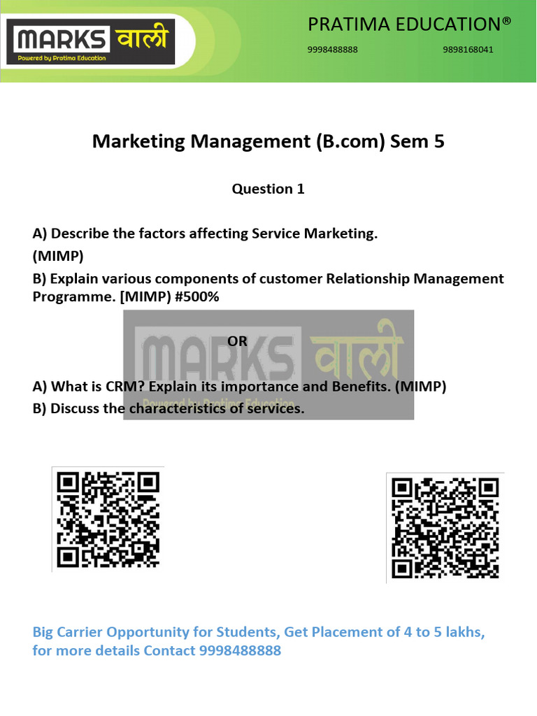 Marketing Management (B.com) Sem 5 | PDF | Marketing | Retail