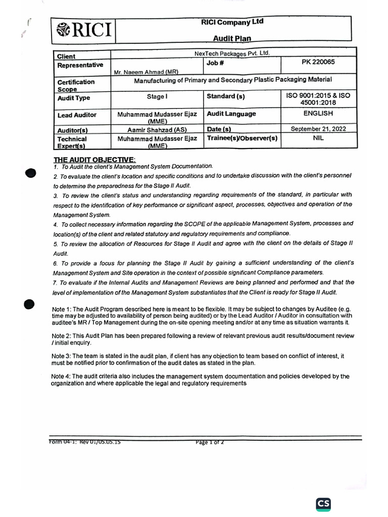 Audit Plan | PDF