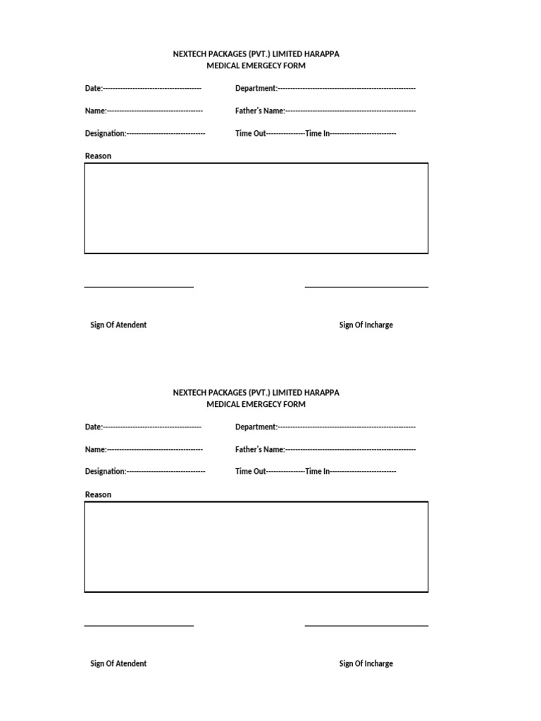 Medical Emergency Form | PDF