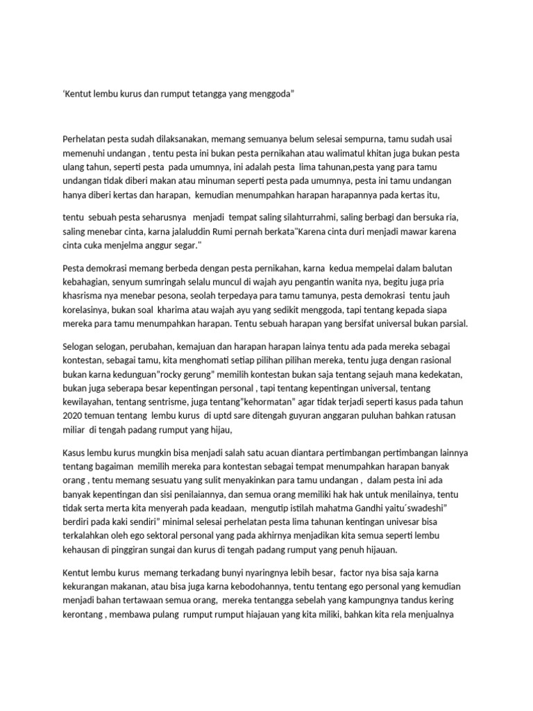 Pesta Demokrasi dan Lembu Kurus | PDF