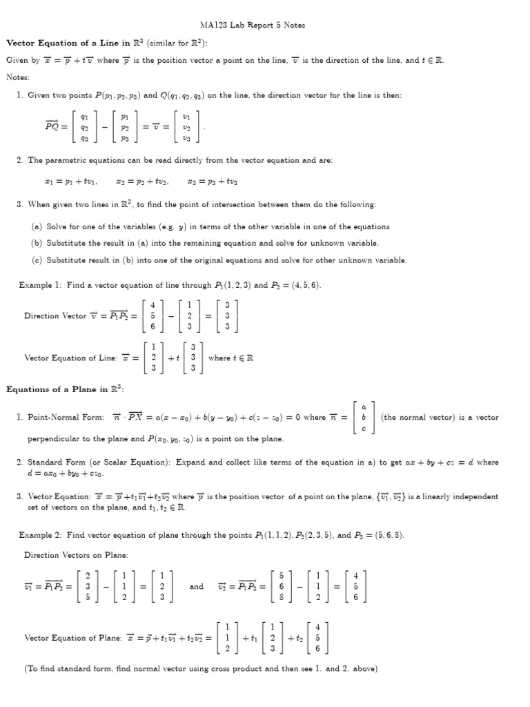 MA123 Lab 5 Notes | PDF | Abstract Algebra | Geometry