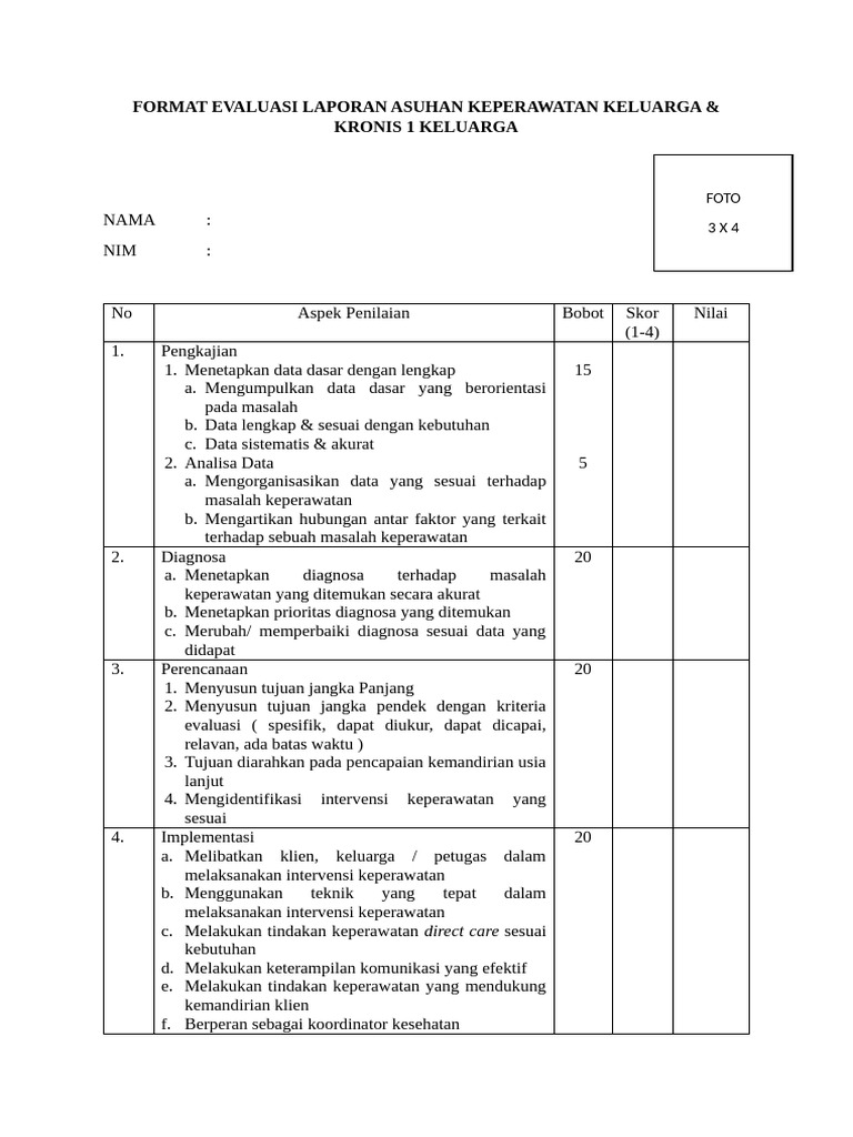 Format Evaluasi Keluarga | PDF