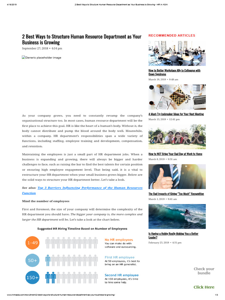2 Best Ways To Structure Human Resource Department As Your Business Is ...