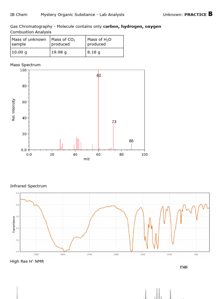 Mystery Organic Substance - Lab Analysis - Information PRACTICE B | PDF