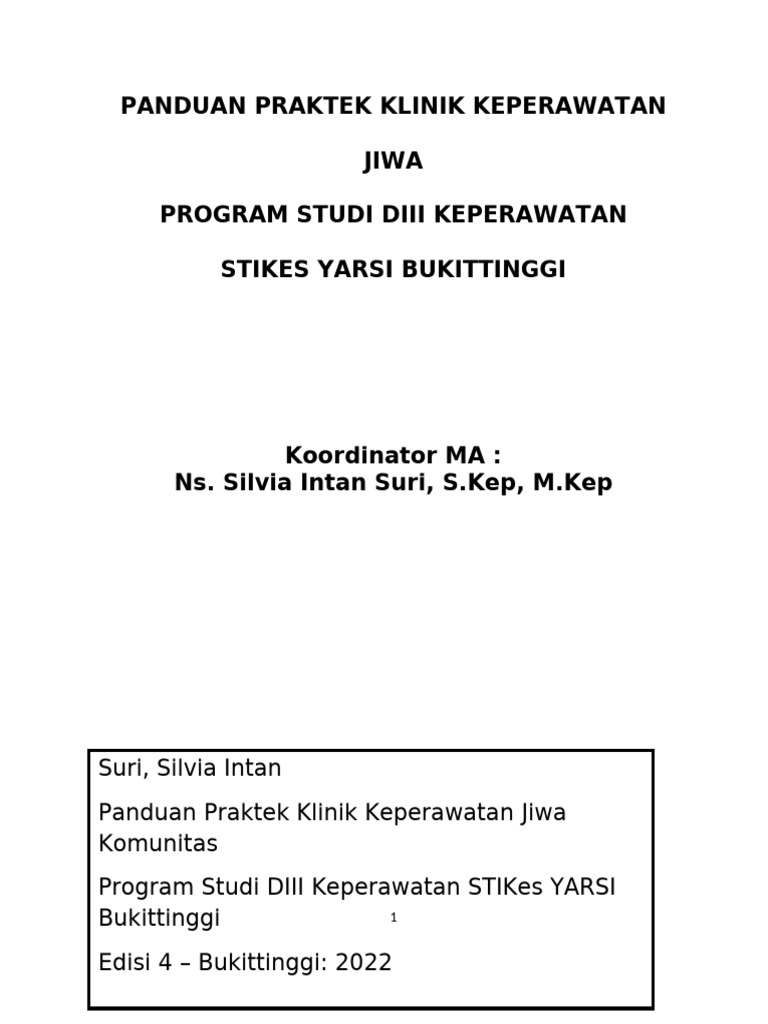 Panduan Praktek Klinik Keperawatan Jiwa Komunitas 21 22 | PDF