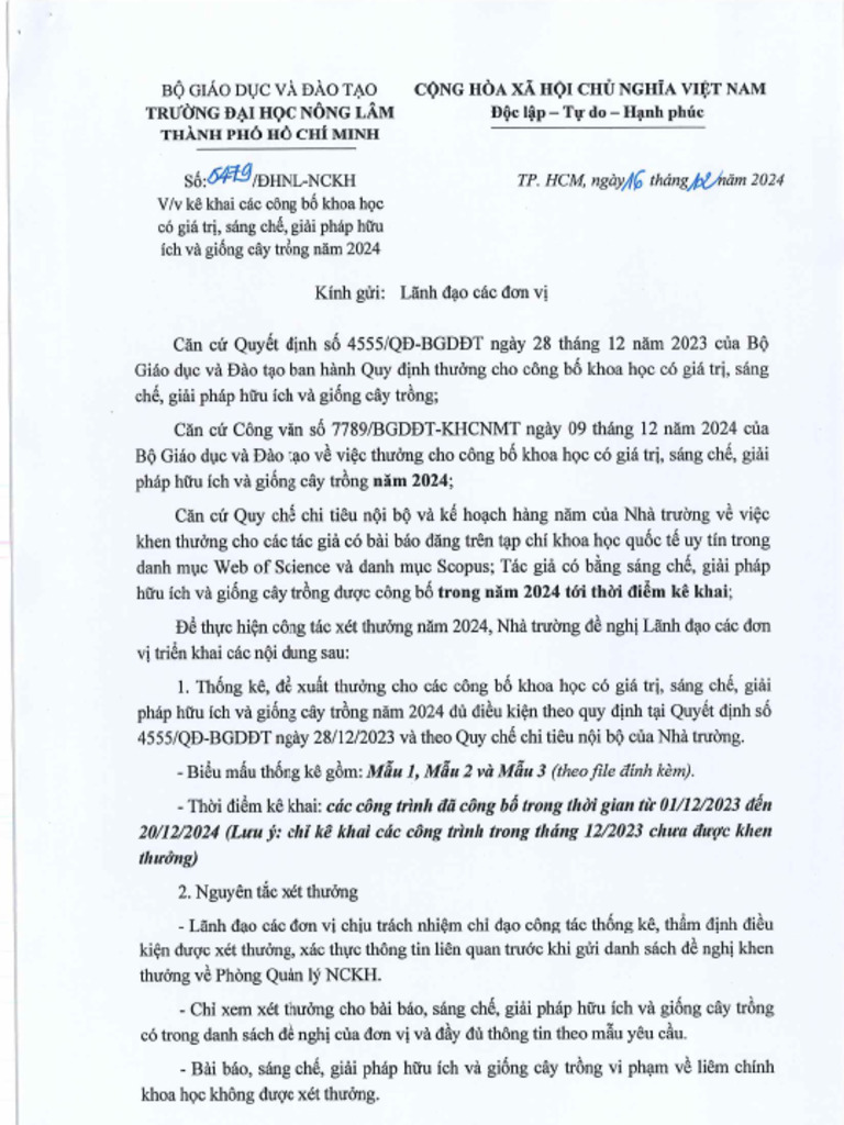 CV Ke Khai Bai Bao, Sang Che, Giai Phap Huu Ich Nam 2024 | PDF