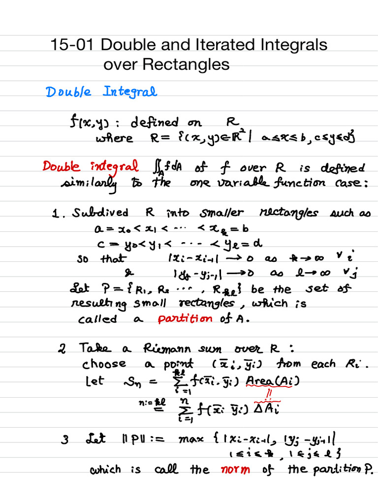 15-01 Double Integral Over Rectangles | PDF | Calculus | Mathematical Analysis