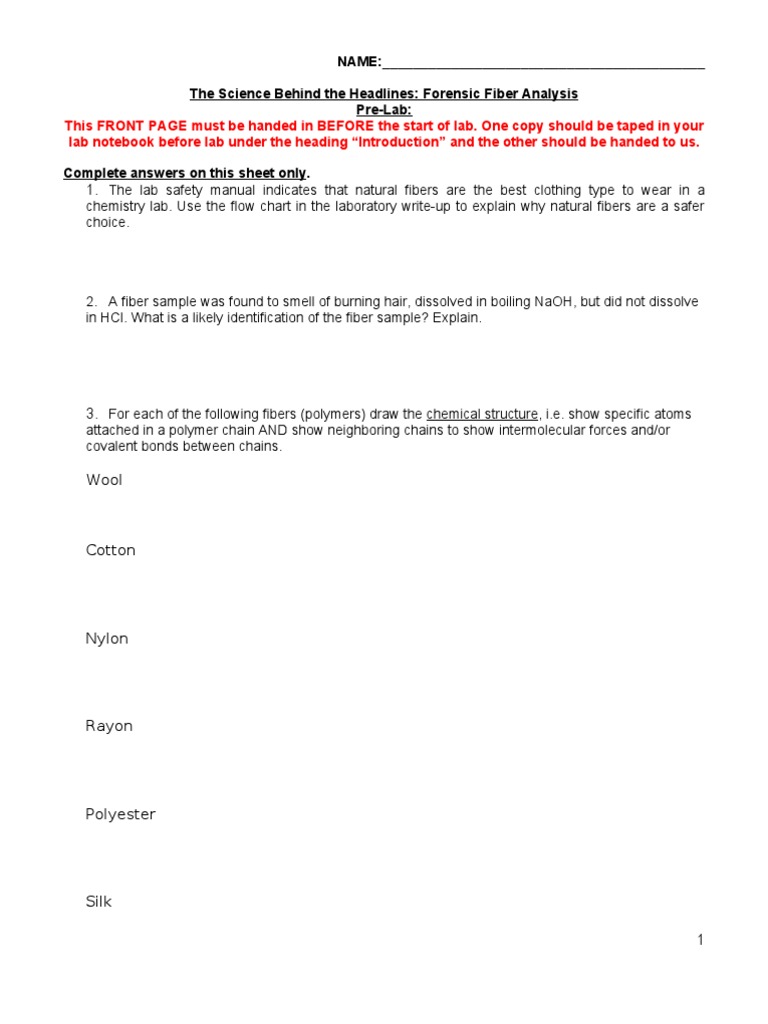 Forensic Fiber Analysis Lab Guide | PDF | Forensic Science | Crime Scene