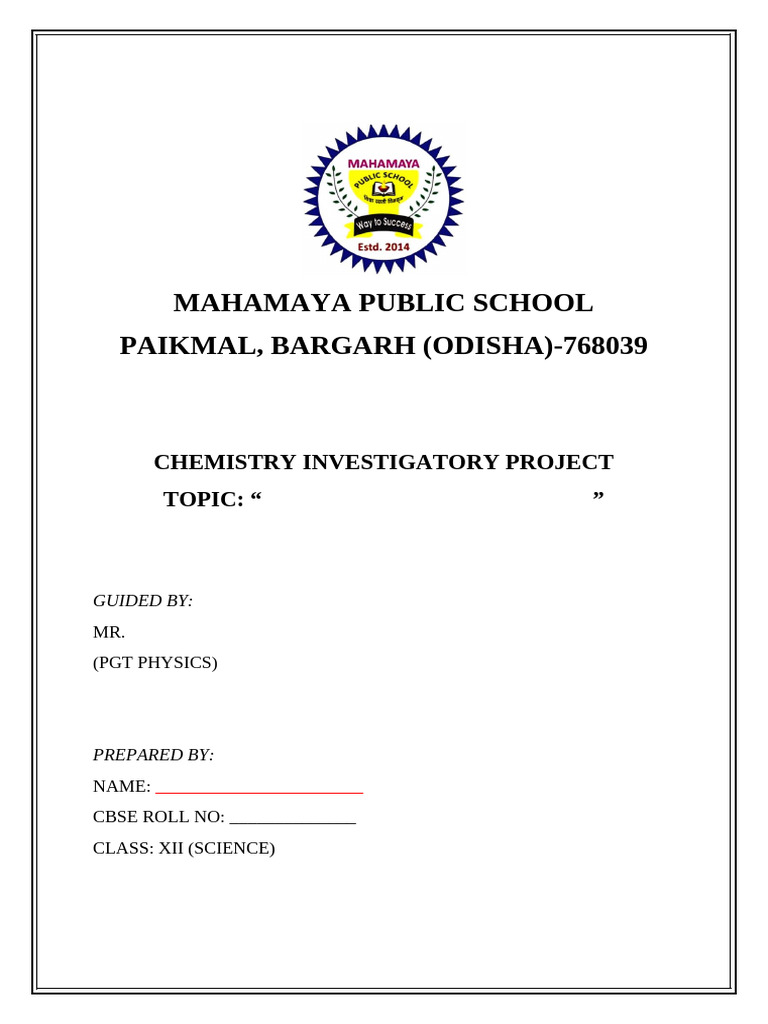 Editable Project Pages (Chemistry) | PDF