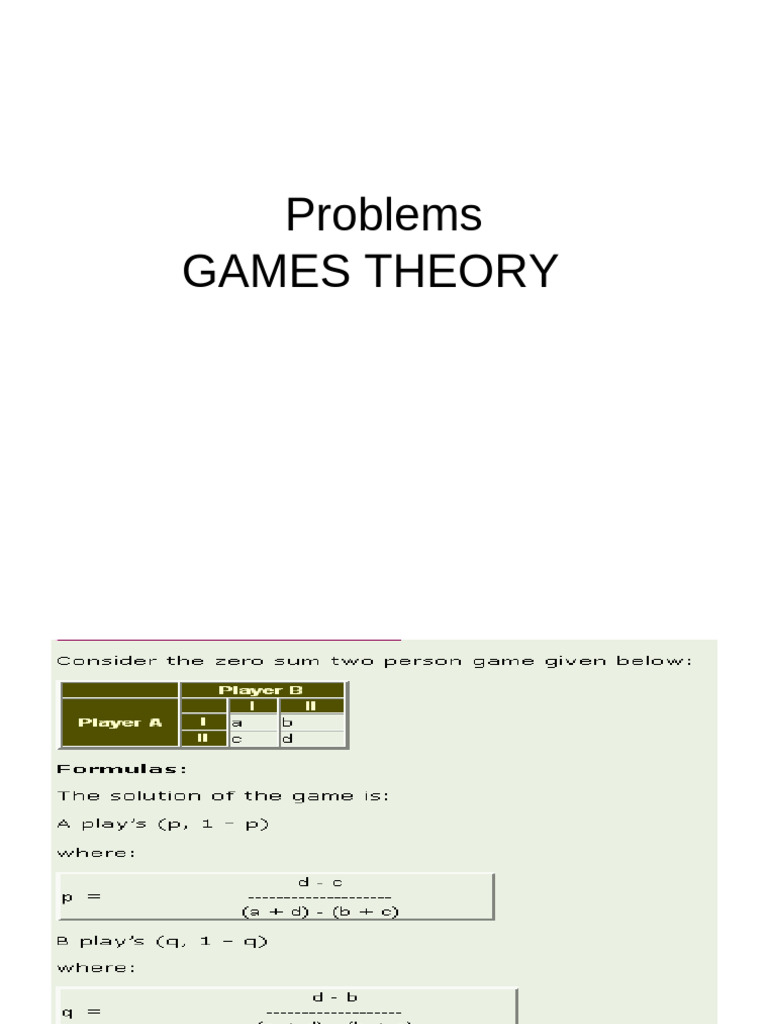 Games Theory Problems | PDF | Game Theory | Matrix (Mathematics)