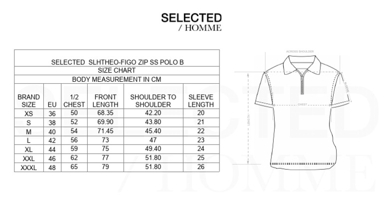 Selected FIGO ZIP SS Polo Size Chart | PDF