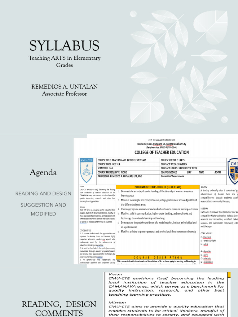 SYLLABUS Teaching ARTS | PDF