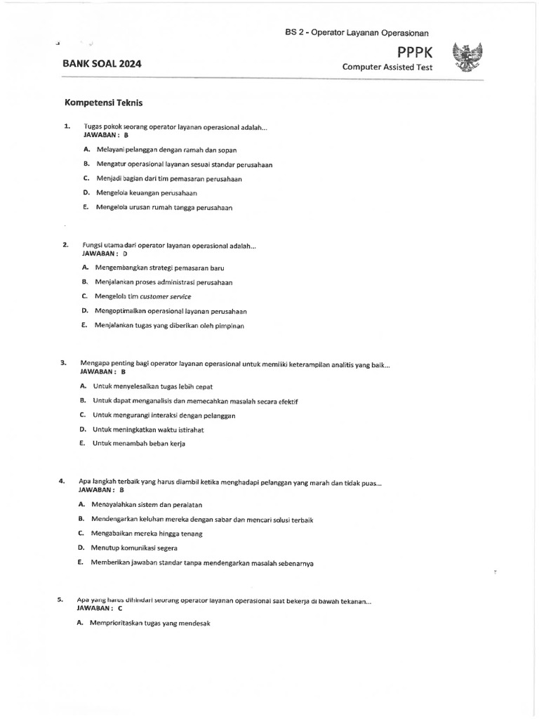 BS2 Operator Layanan Operasional | PDF